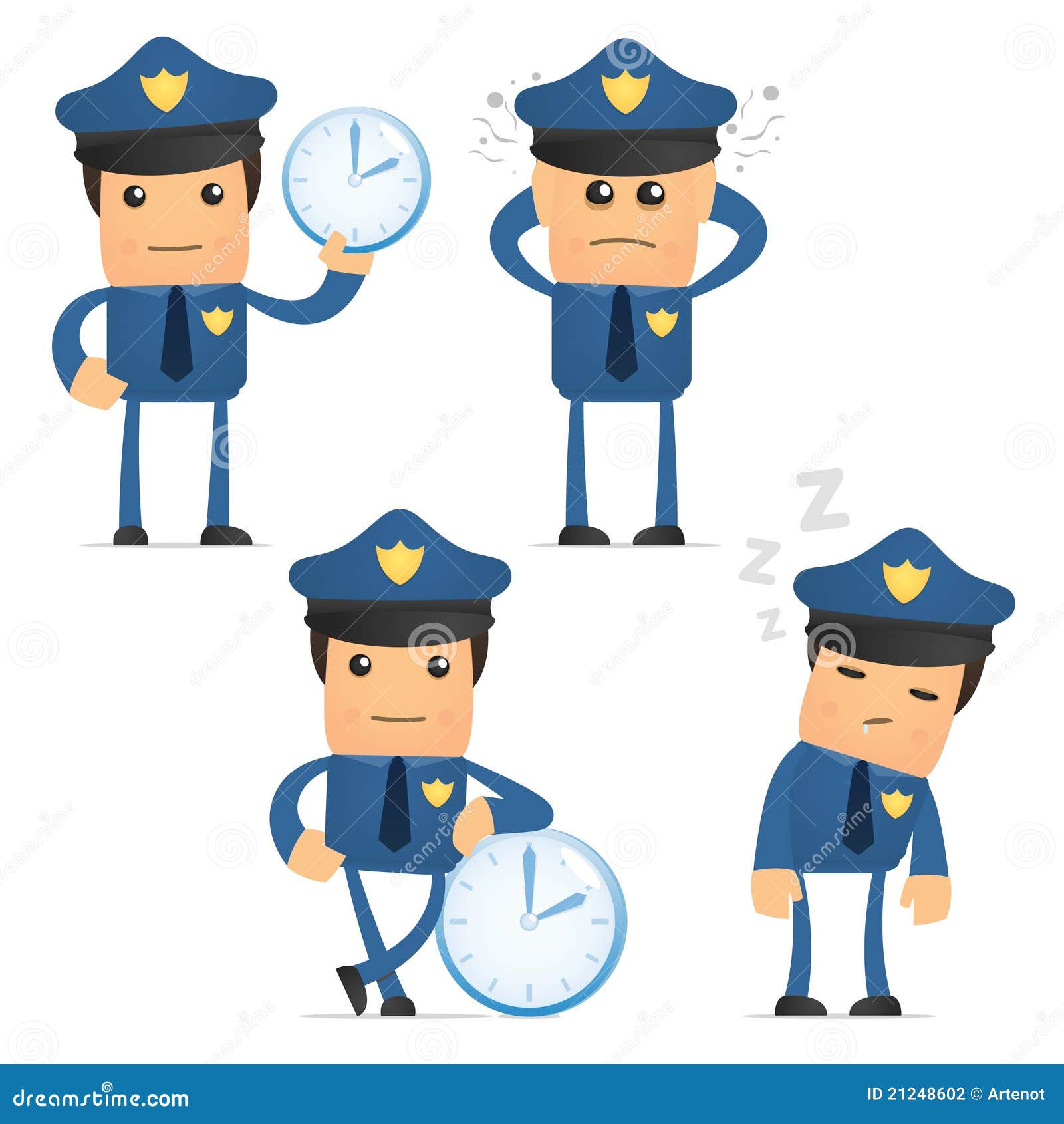 Set of Funny Cartoon Policeman Stock Vector - Illustration of policeman ...