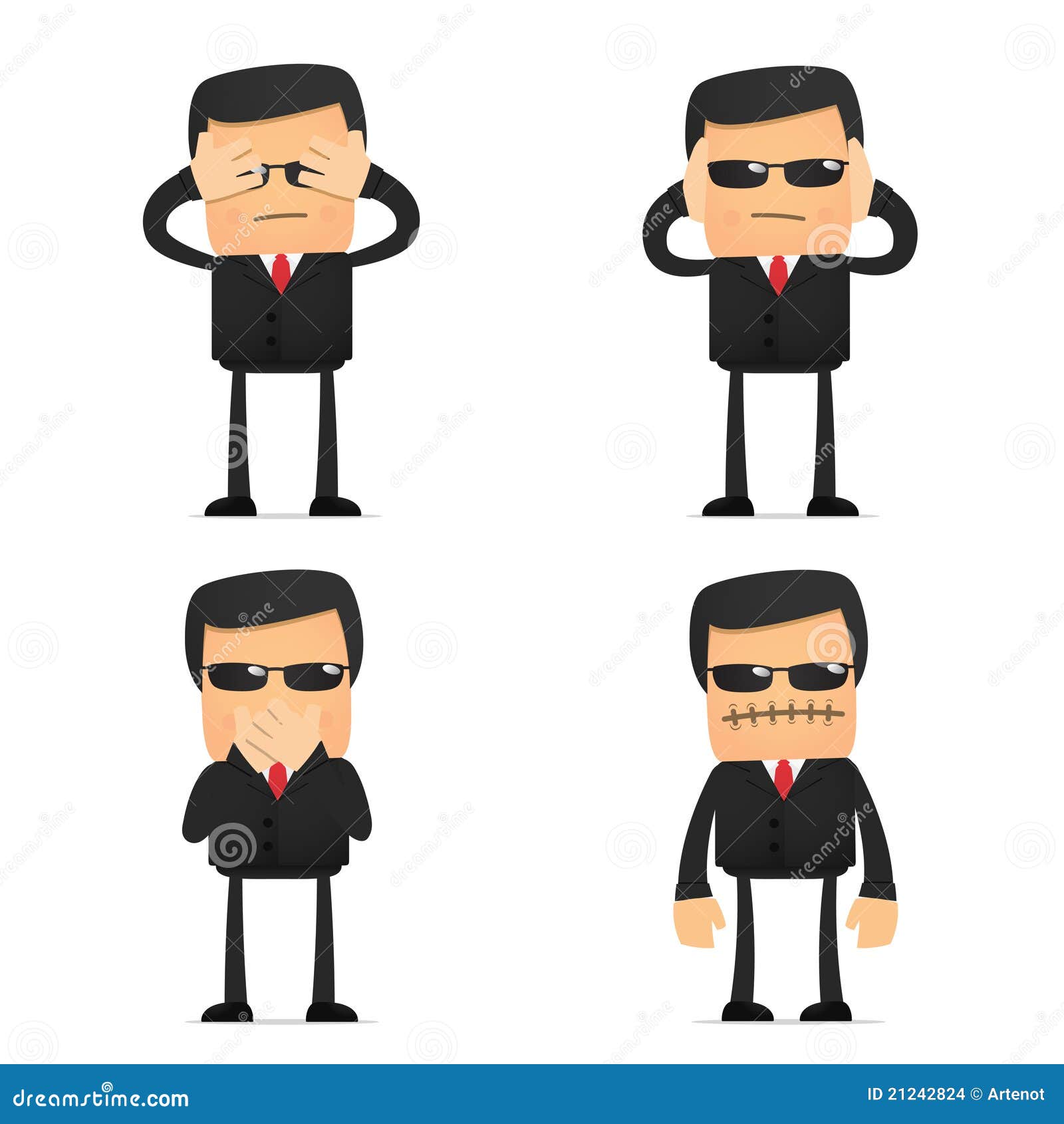 Set of Funny Cartoon Security Stock Vector - Illustration of confidence ...