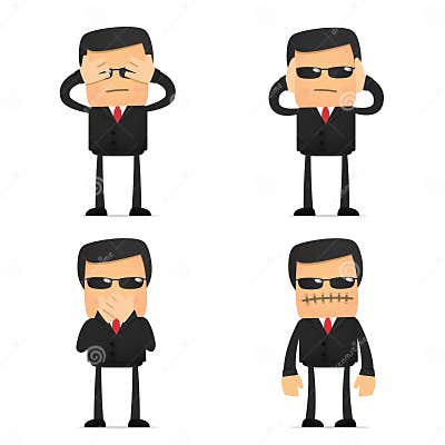 Set of Funny Cartoon Security Stock Vector - Illustration of confidence ...