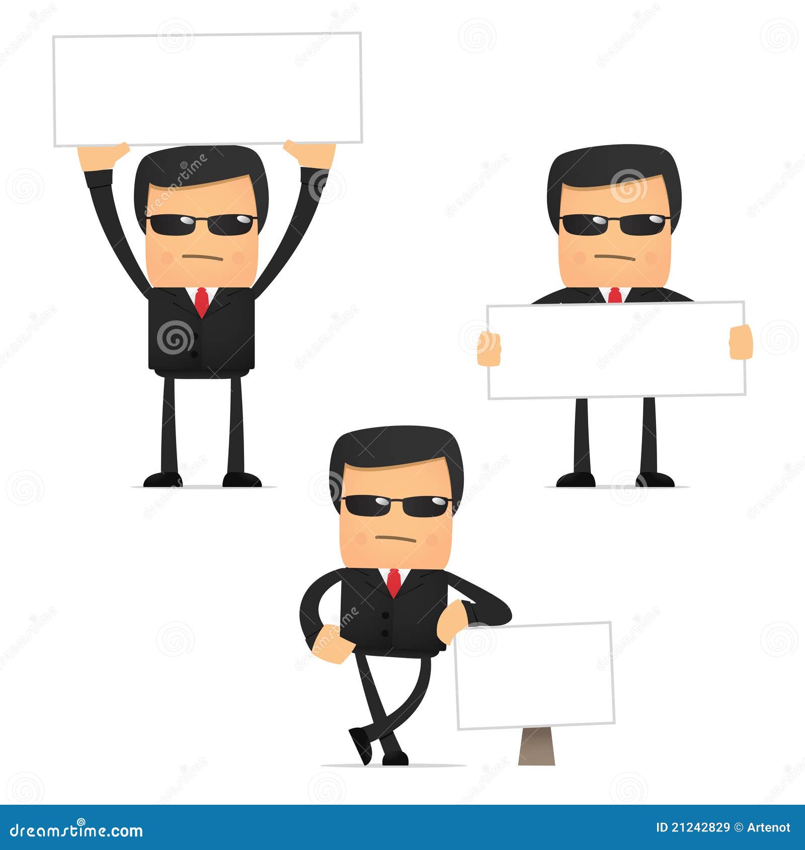 Set of Funny Cartoon Security Stock Vector - Illustration of confidence ...