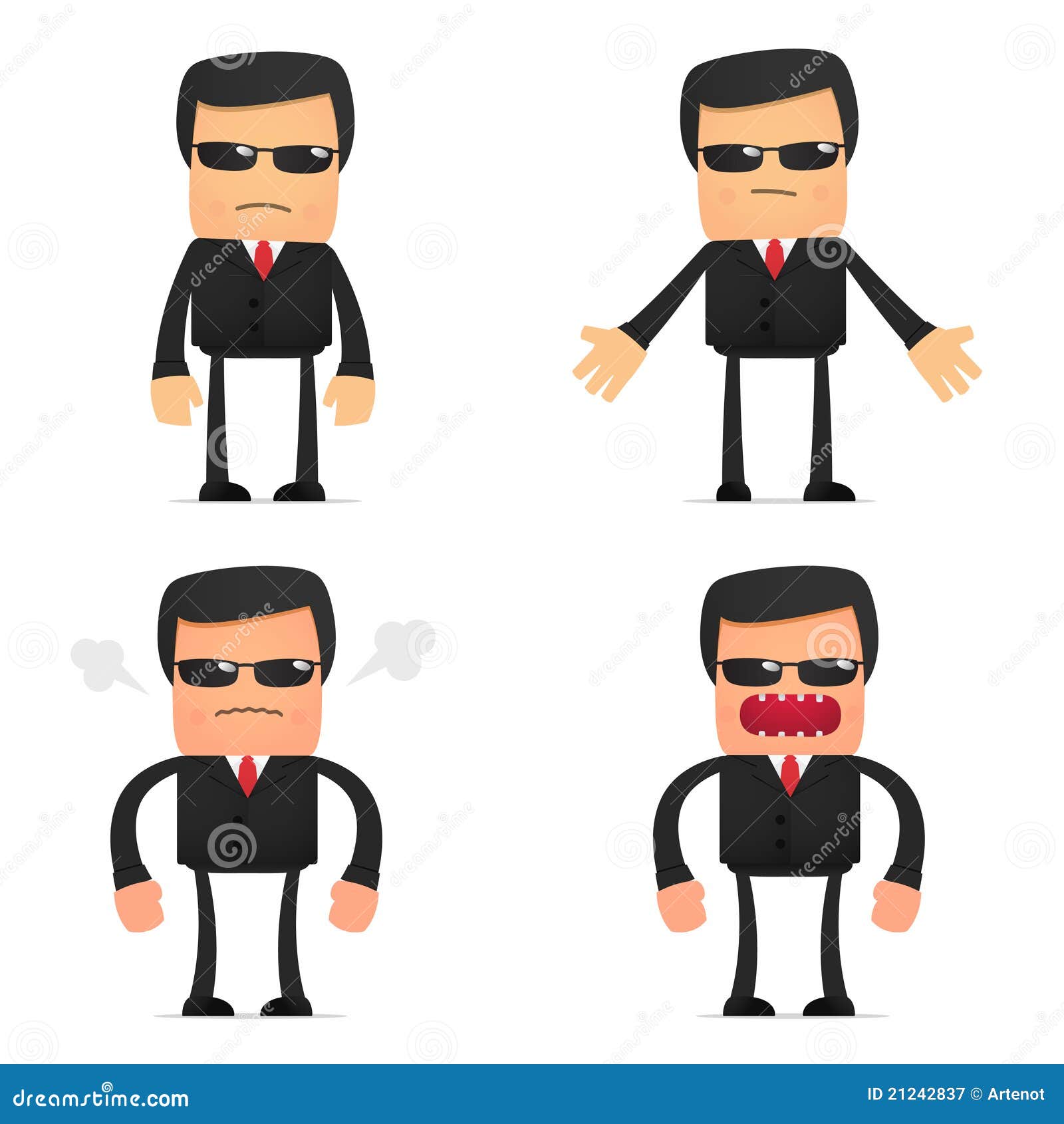 Set of Funny Cartoon Security Stock Vector - Illustration of crying ...