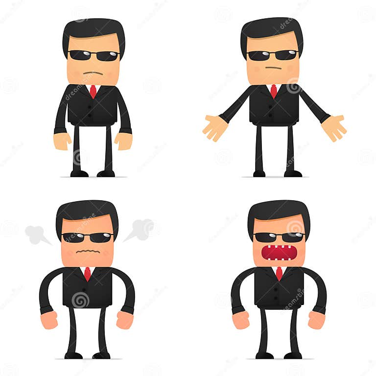 Set of Funny Cartoon Security Stock Vector - Illustration of crying ...