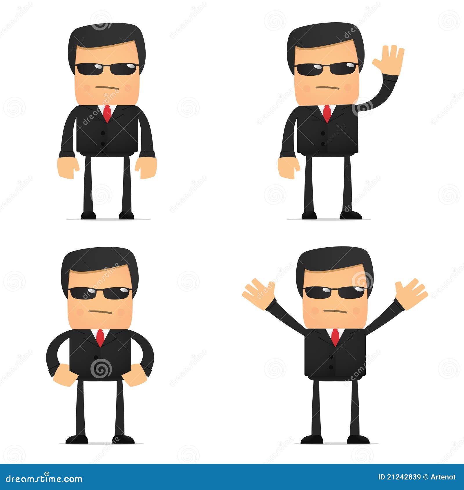 Set of Funny Cartoon Security Stock Vector - Illustration of executive ...