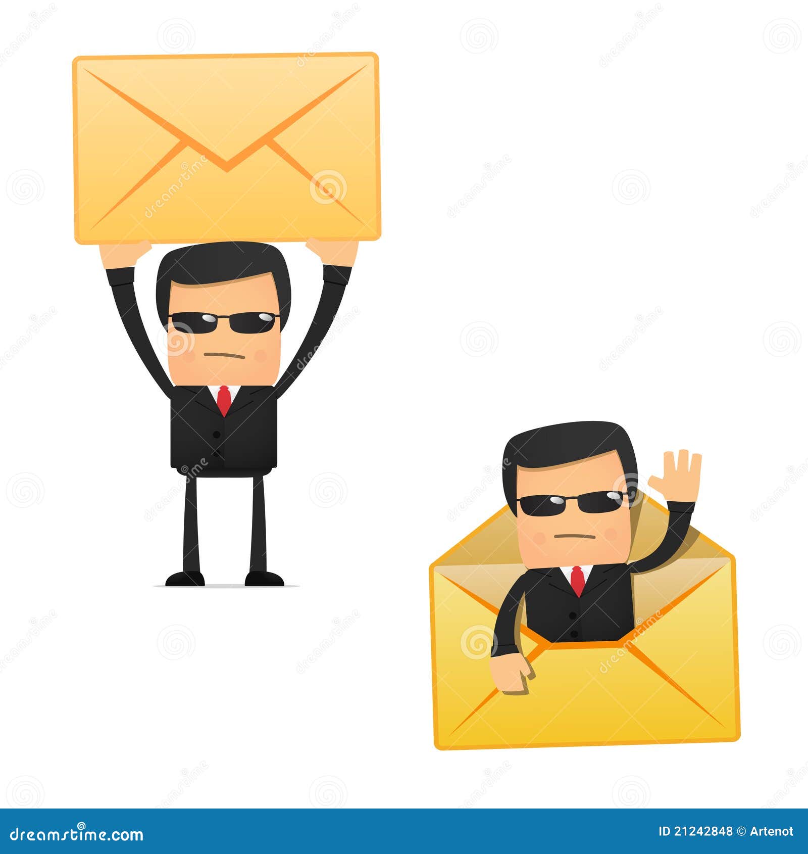 Set of Funny Cartoon Security Stock Illustration - Illustration of male ...