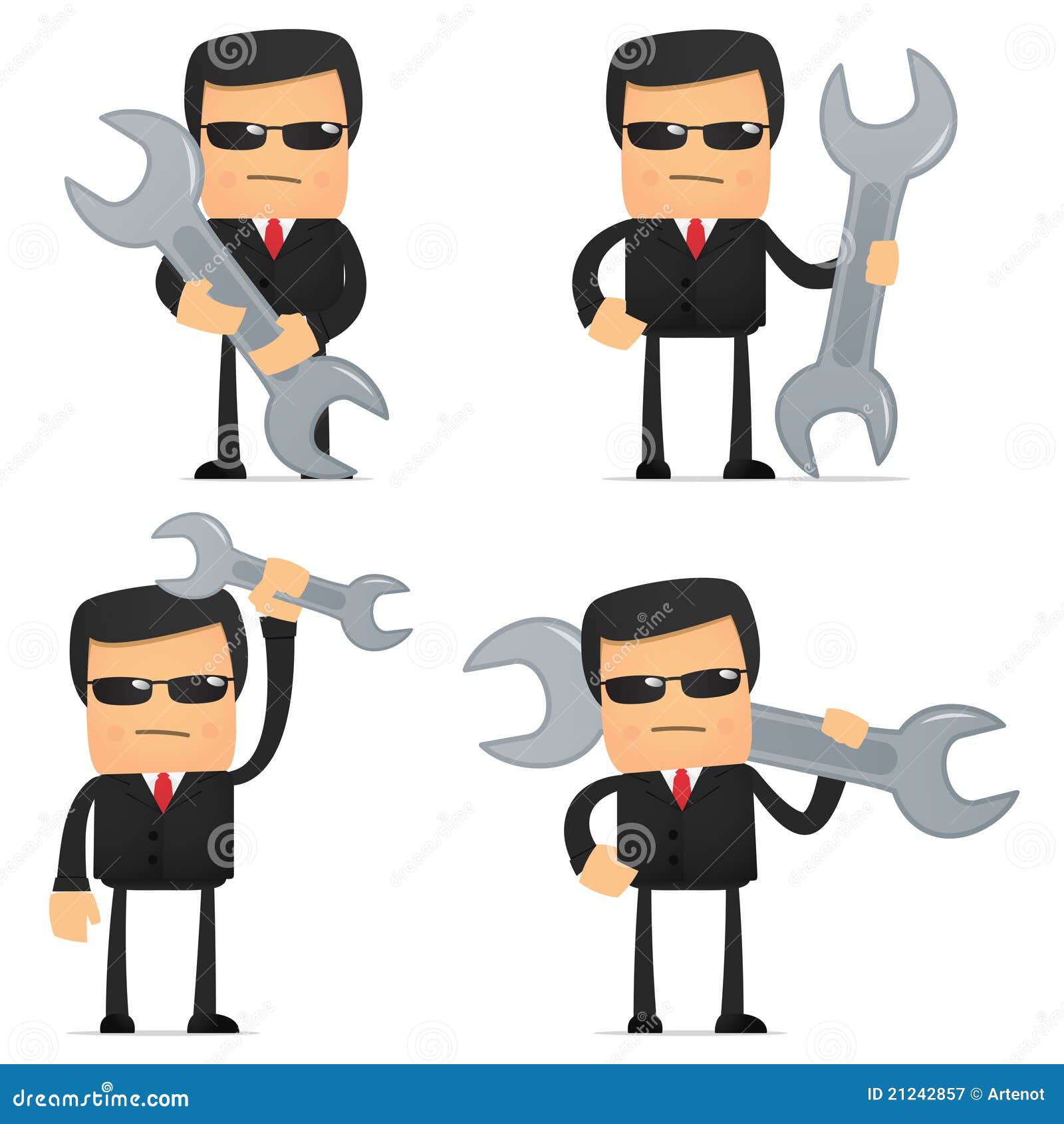 Set of Funny Cartoon Security Stock Vector - Illustration of assistance ...