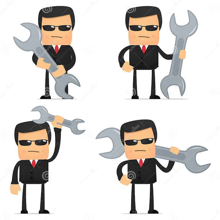 Set of Funny Cartoon Security Stock Vector - Illustration of assistance ...