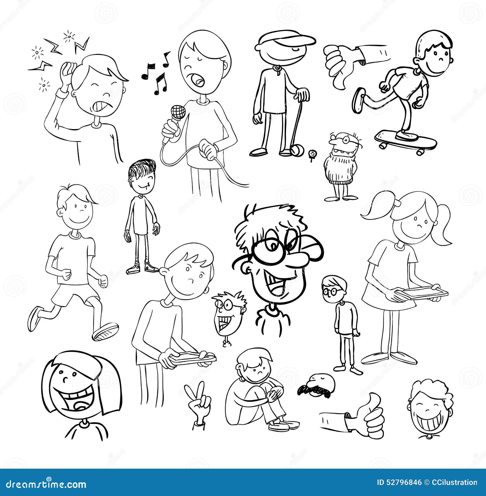 Set of Funny Cartoons, Vector Illustration. Stock Vector - Illustration ...