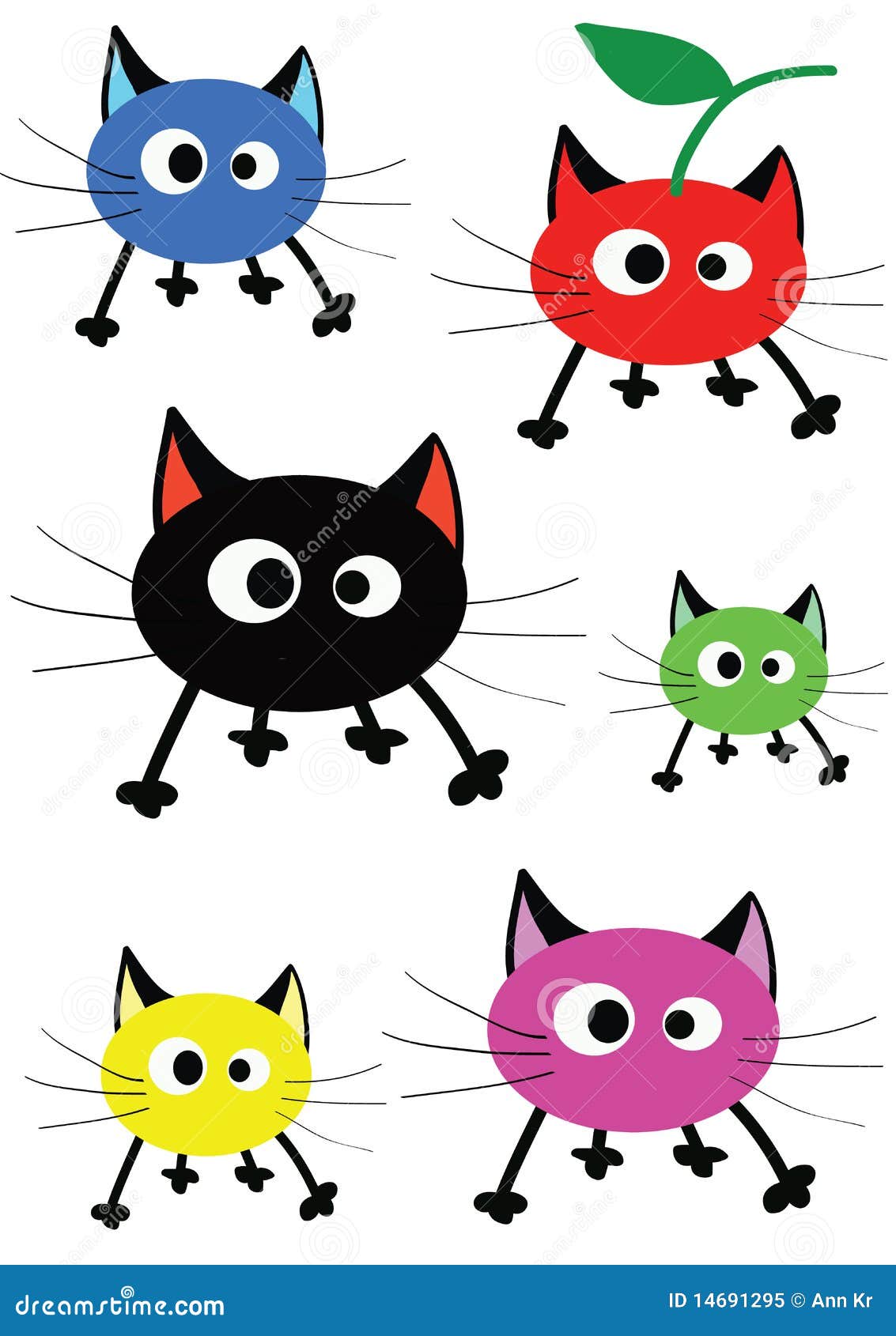Set of funny colorful cats stock vector. Illustration of nice - 14691295