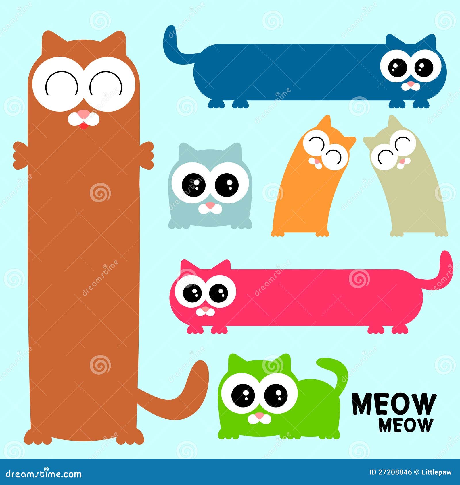 Set of funny colorful cats stock vector. Illustration of happy - 27208846