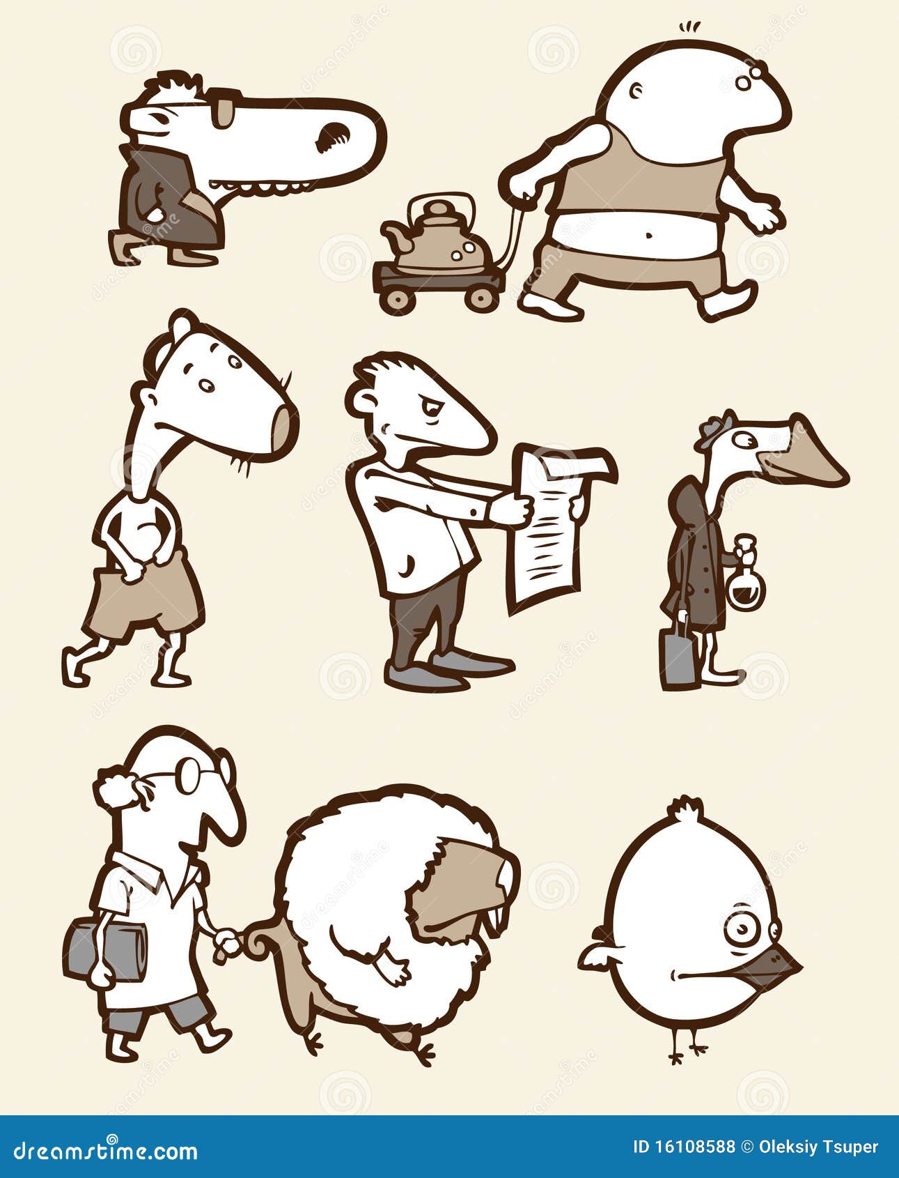 Set of a Funny Creatures #2 Stock Vector - Illustration of bizarre ...