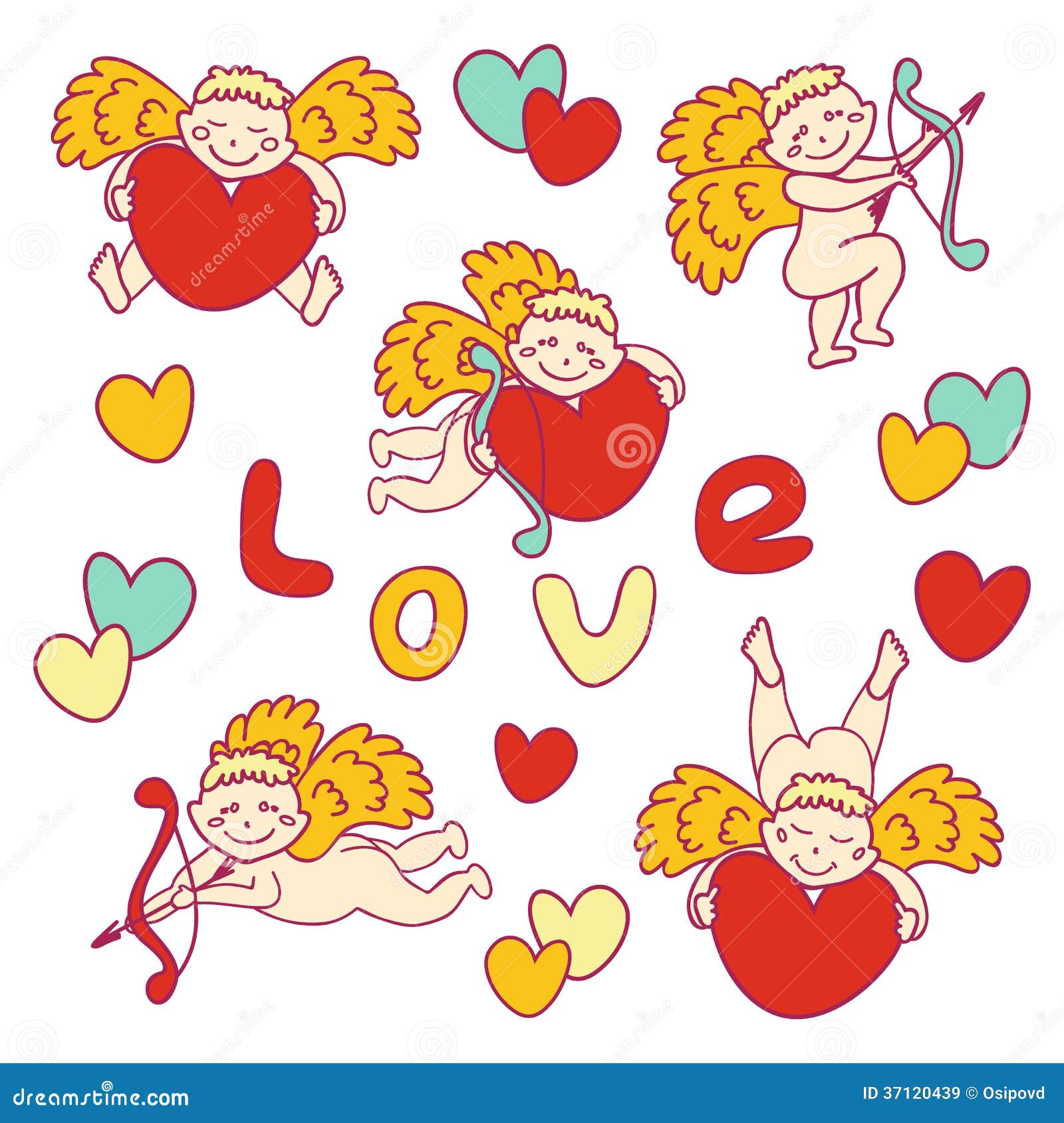 Set of funny cupid stock vector. Illustration of amur - 37120439