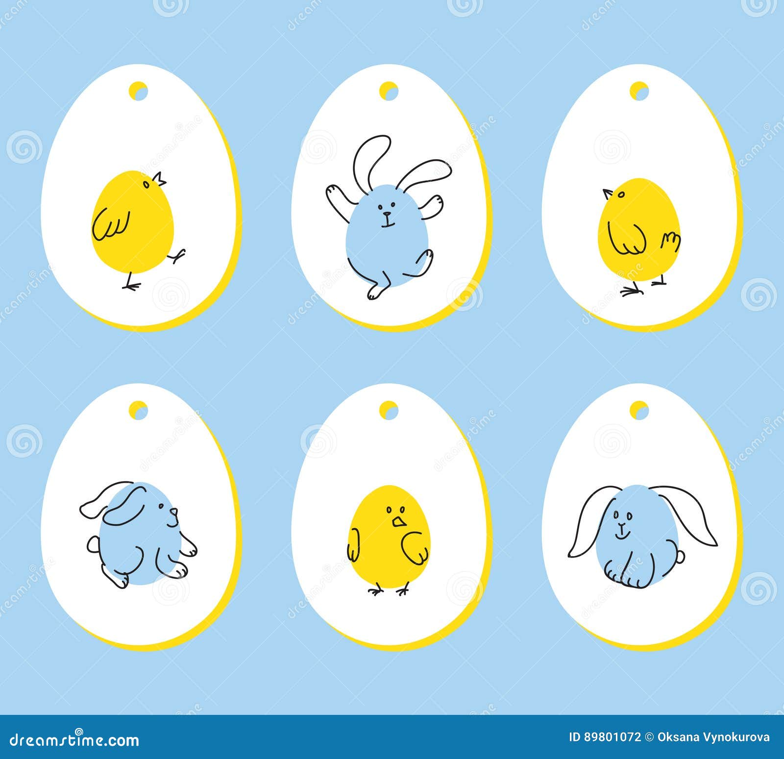 Set of Funny Easter Tags with Bunny, Chick Stock Vector - Illustration ...
