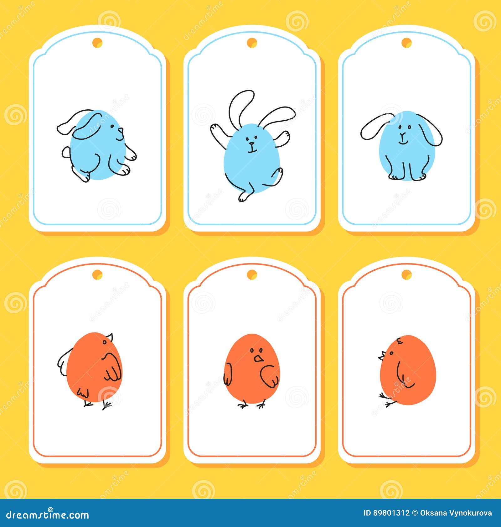 Set of Funny Easter Tags with Bunny, Chick Stock Vector - Illustration ...