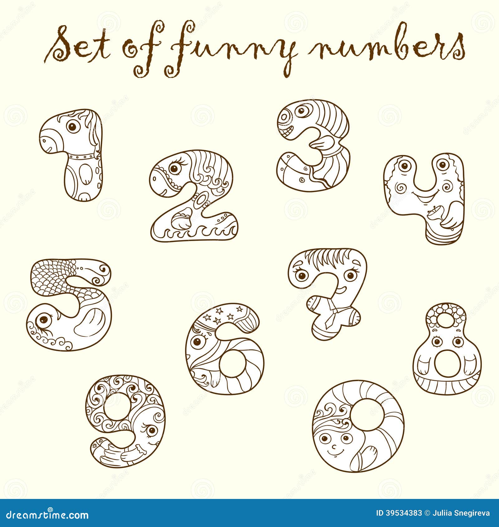 Set of Funny Figures (numbers). Stock Vector - Illustration of cartoon ...