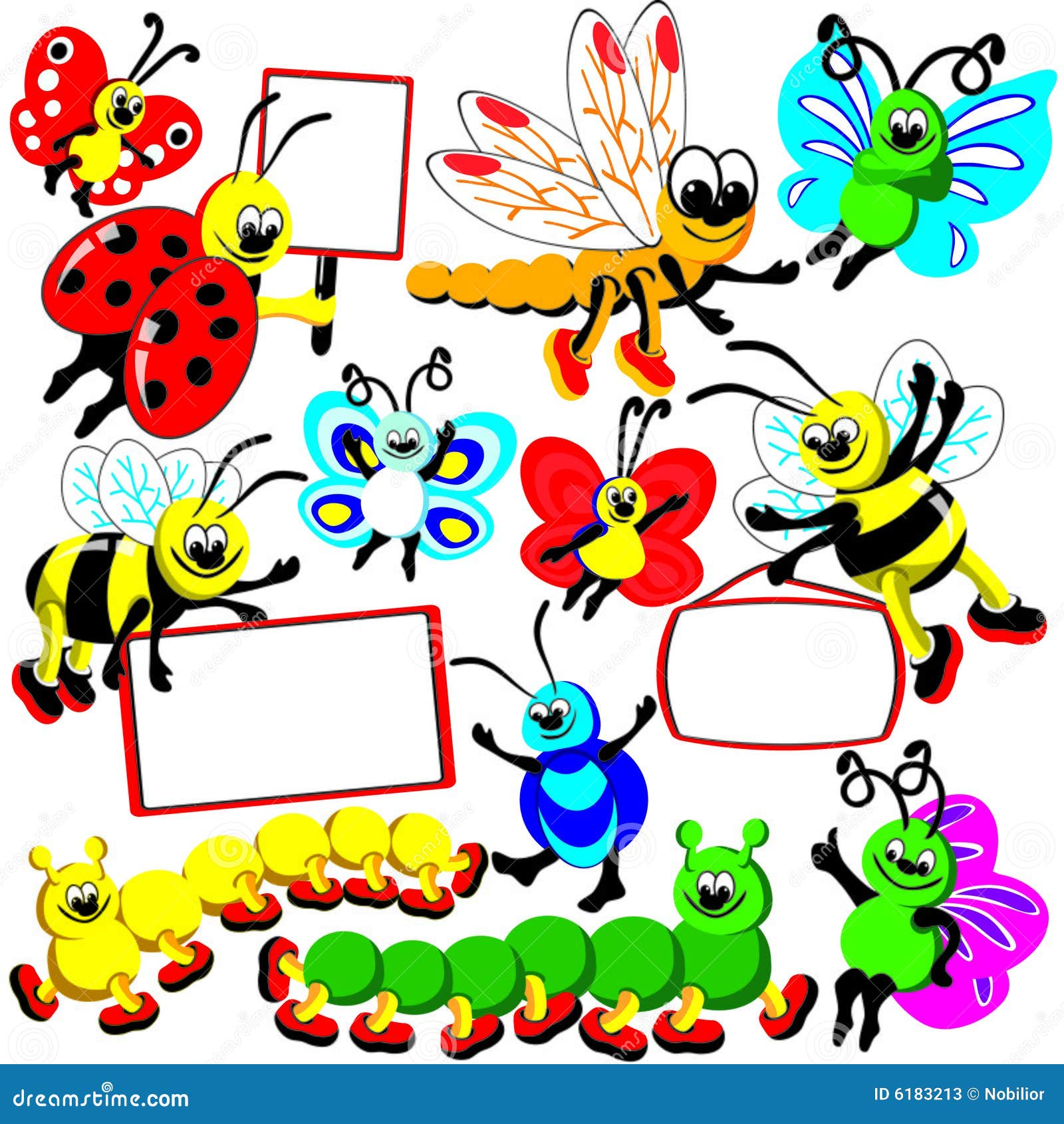 Set funny Insect stock vector. Illustration of logo, beauty - 6183213