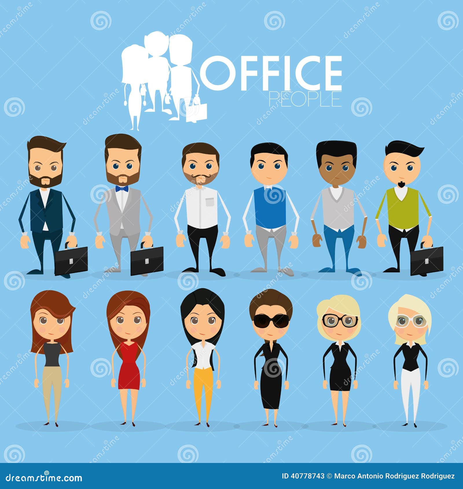 Set of Funny Office Characters Isolated on Background Stock ...
