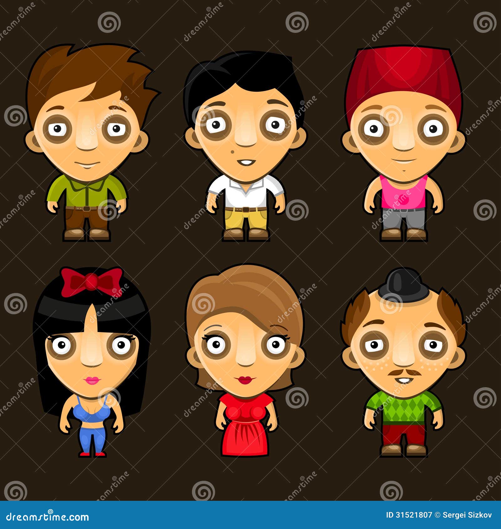 Set Of Funny People. Cartoon Vector Characters. Royalty Free Stock ...