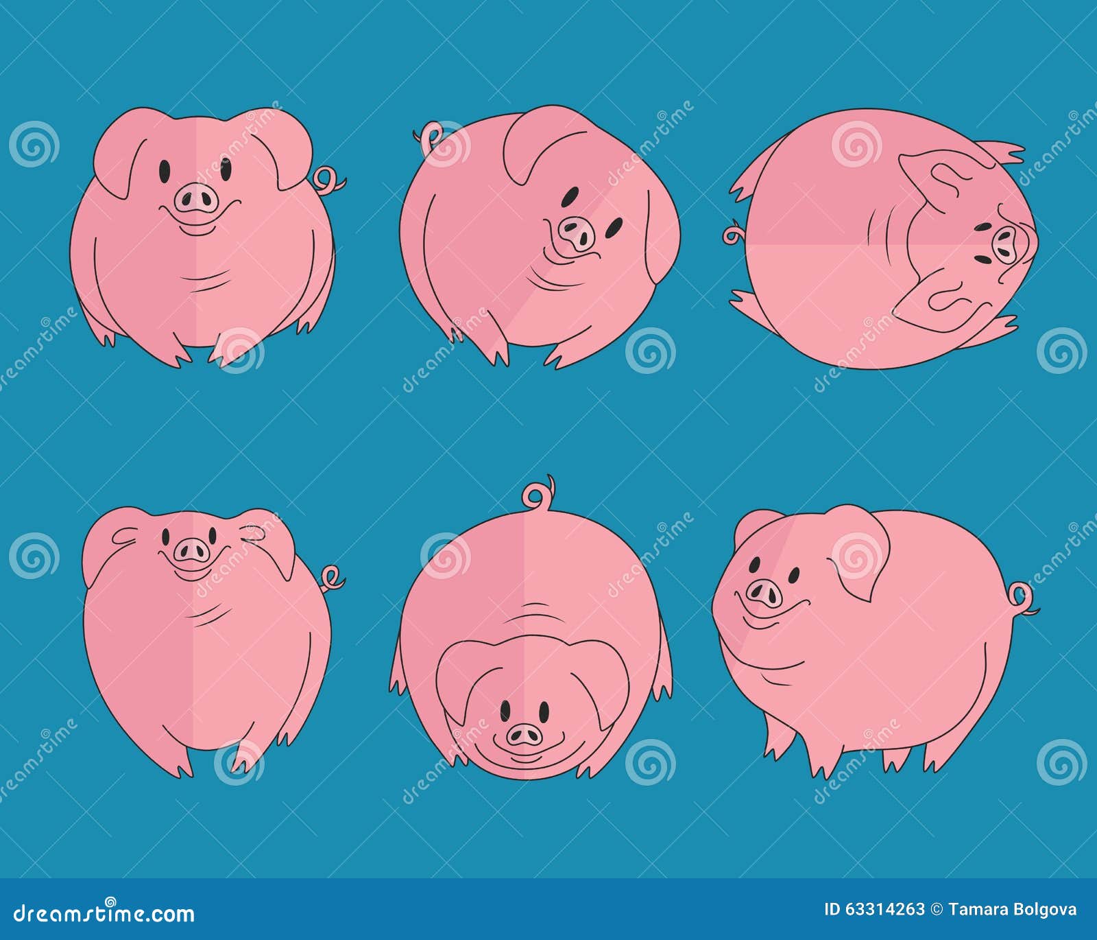 Set Of Funny 9 Pigs Icons Cartoon Vector | CartoonDealer.com #87016491