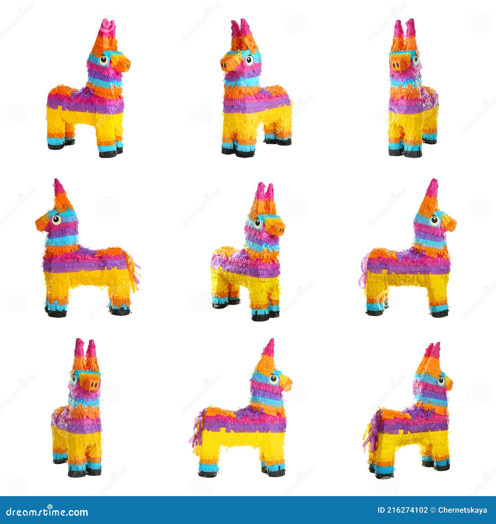 Set with Funny Pinatas on White Background Stock Photo - Image of ...