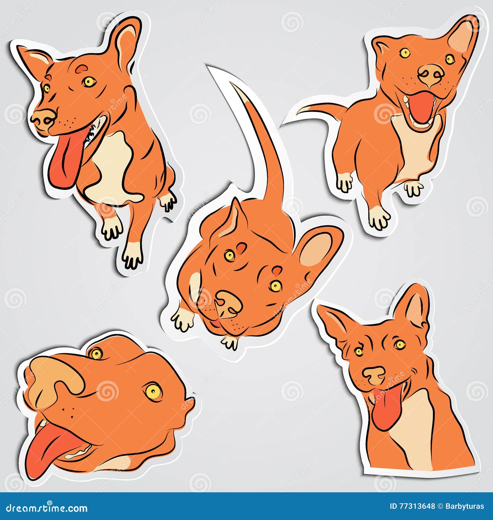 Set of funny red dogs stock vector. Illustration of cartoon - 77313648