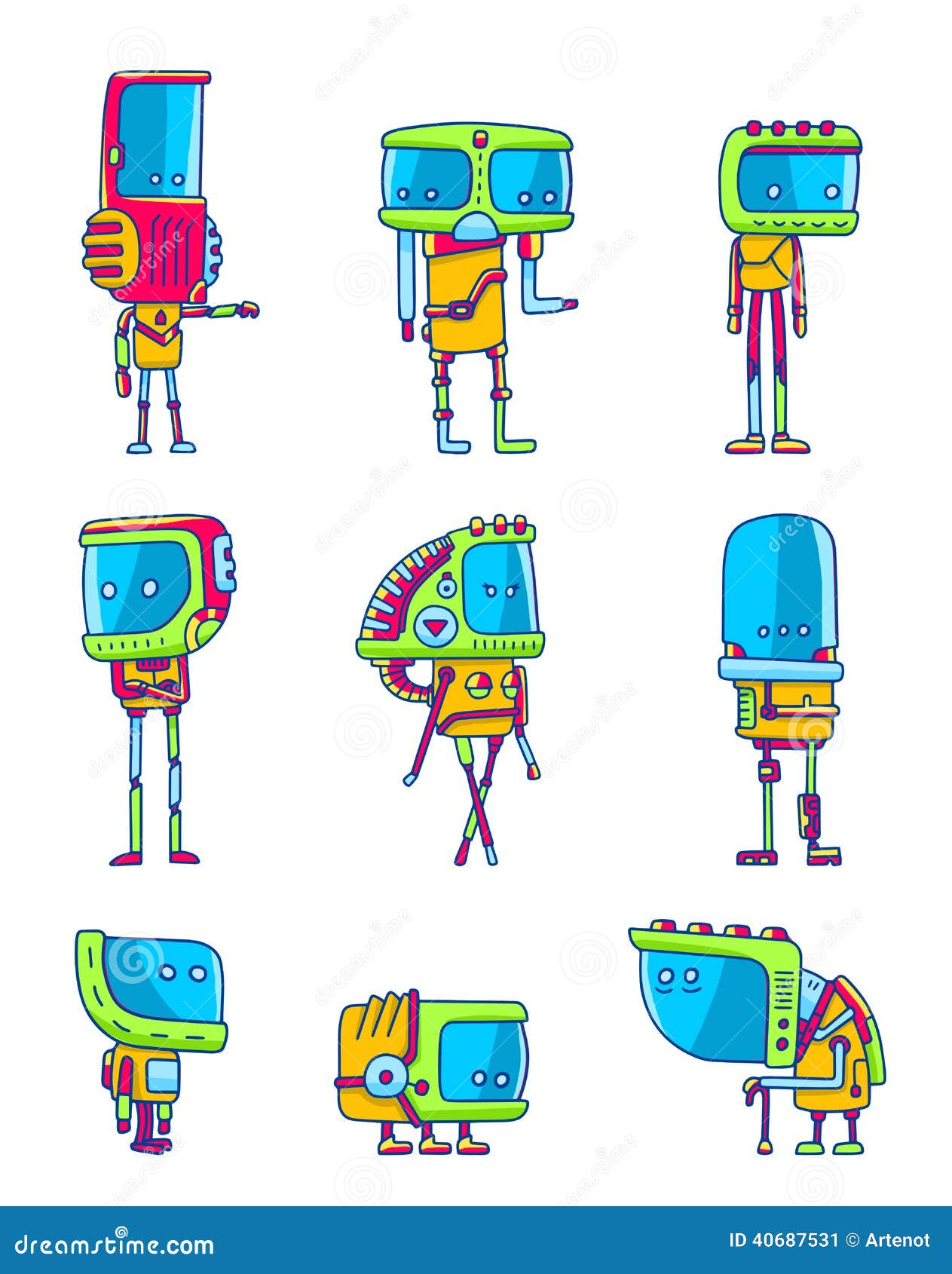 Doodle Robots, Doodle Robot Element, Vector Illustration ...