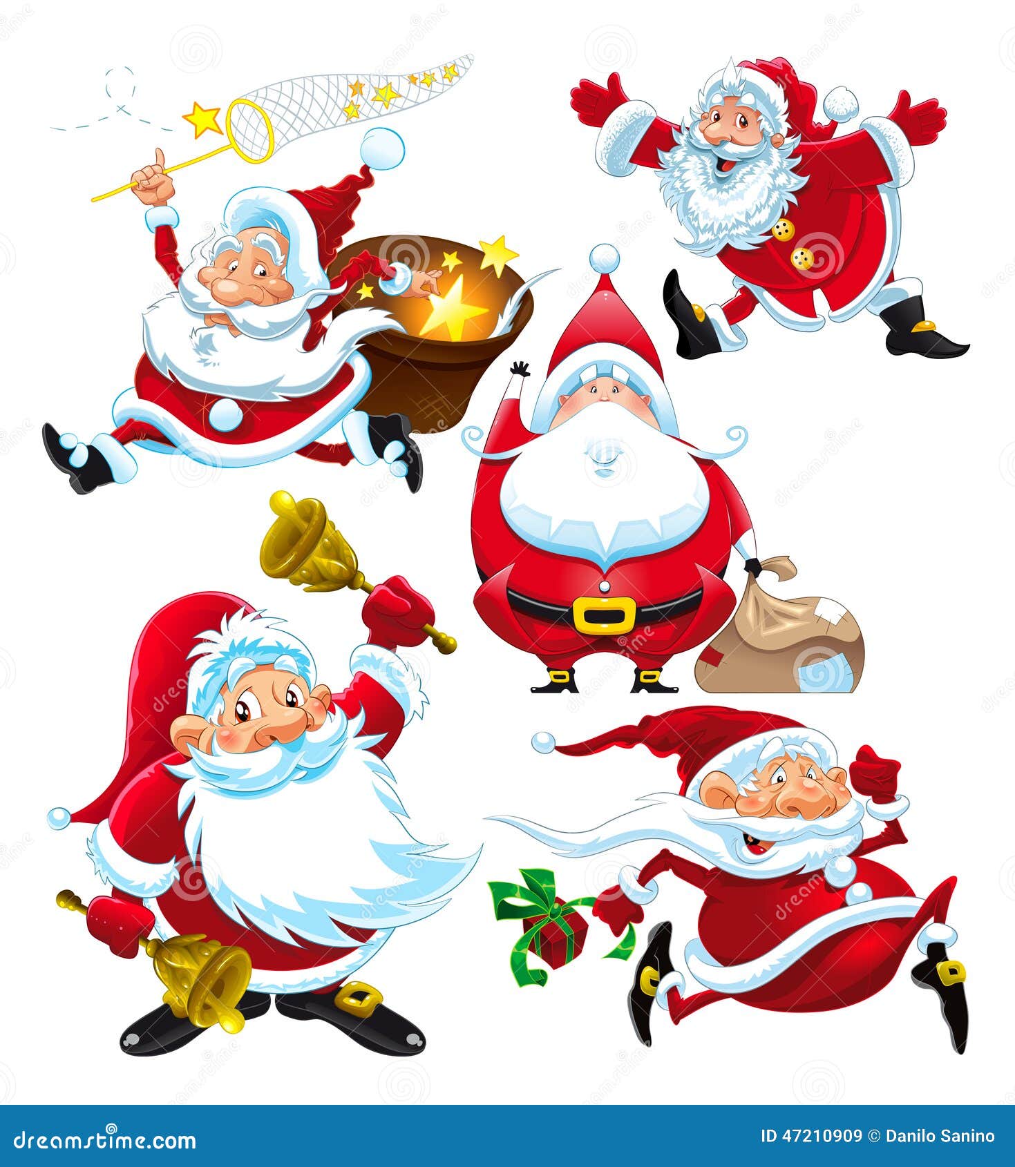Set of funny Santa Claus stock vector. Illustration of vector - 47210909