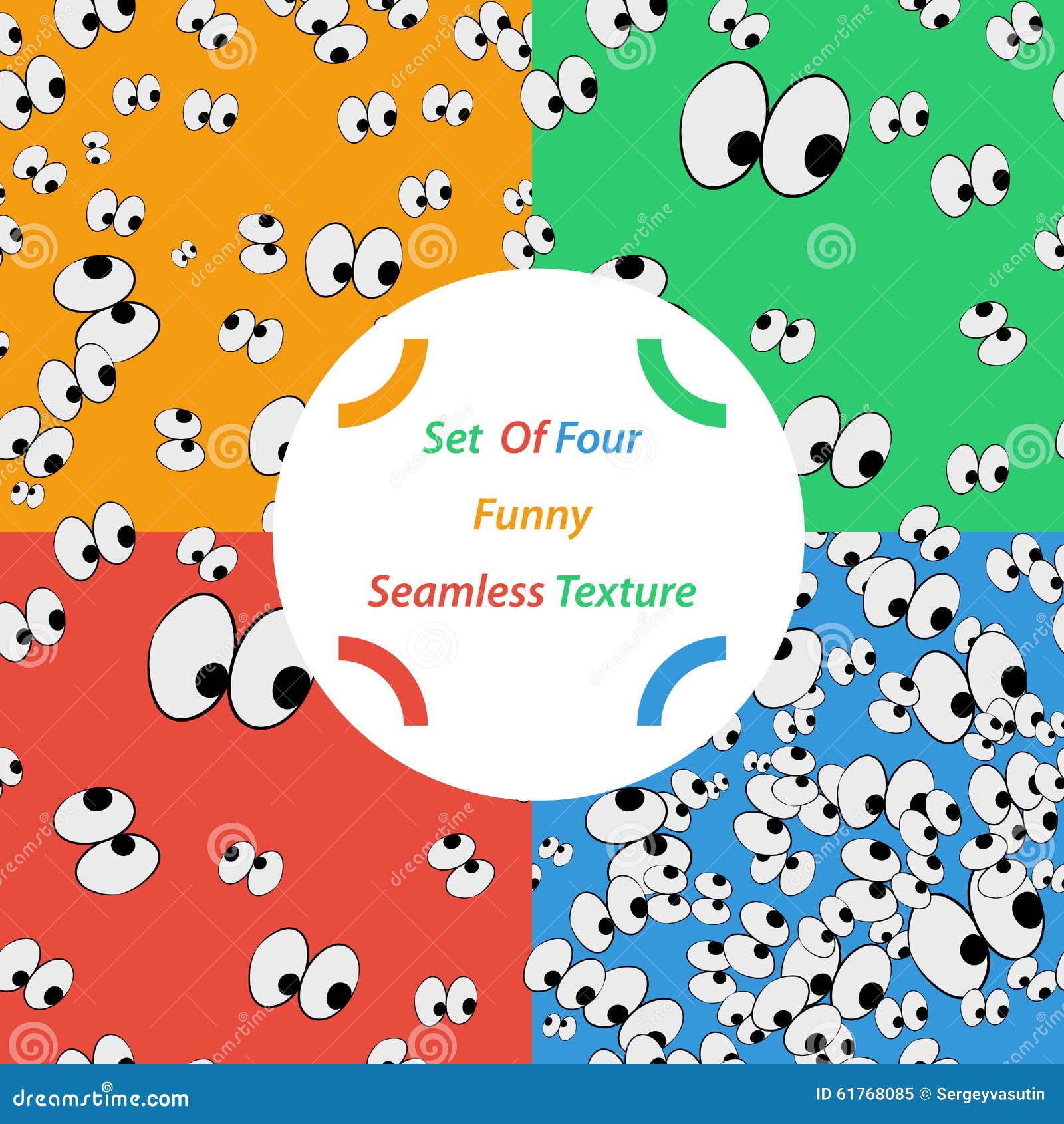 Set of Funny Seamless Pattern Stock Illustration - Illustration of ...