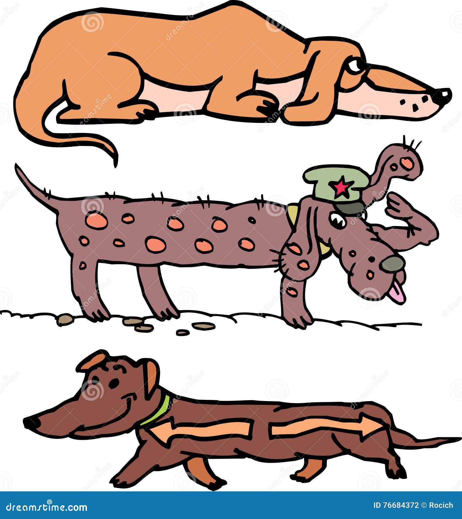 Set of funny slim dogs stock vector. Illustration of comic - 76684372