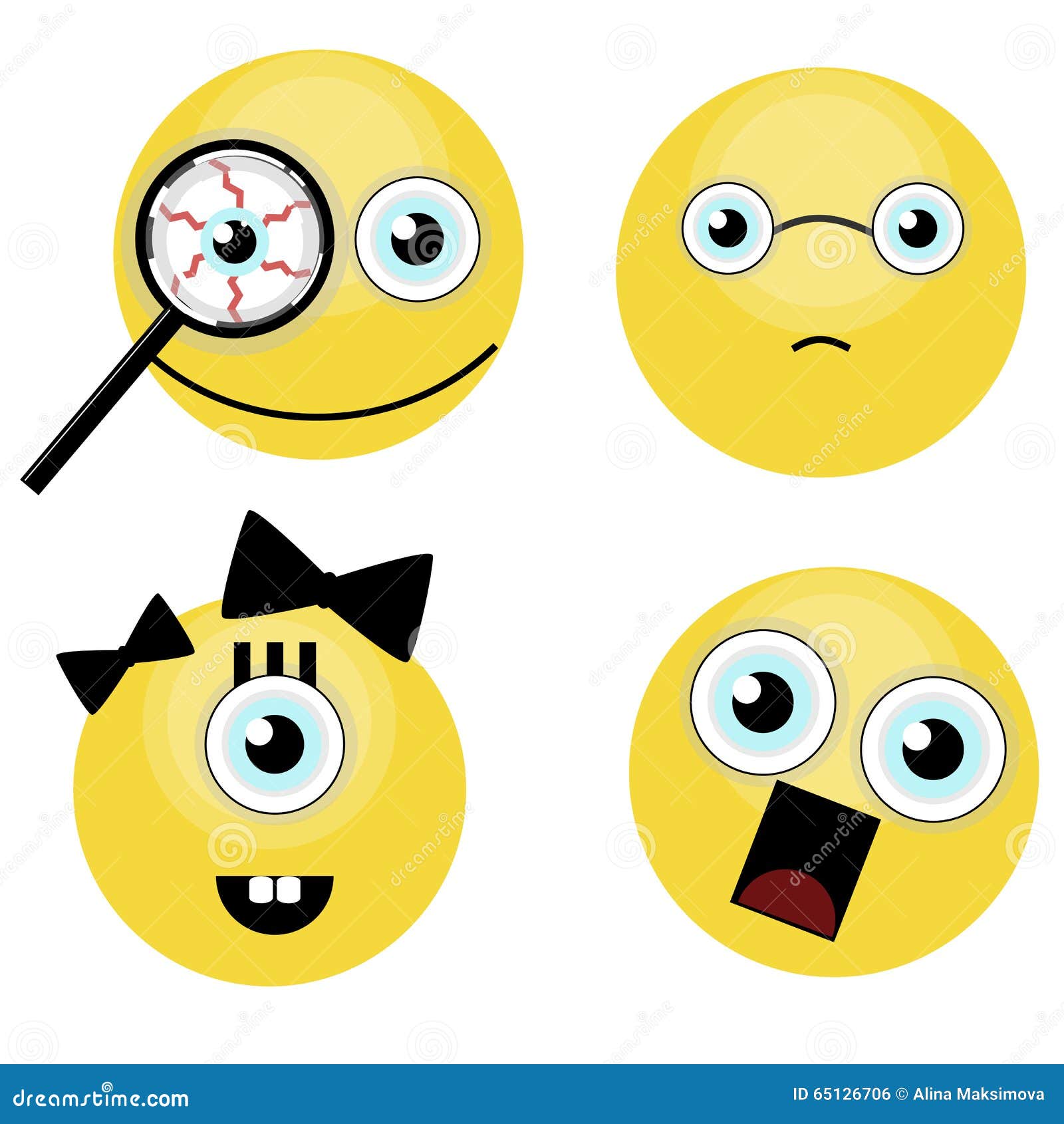 Set of funny smiles. stock vector. Illustration of face - 65126706