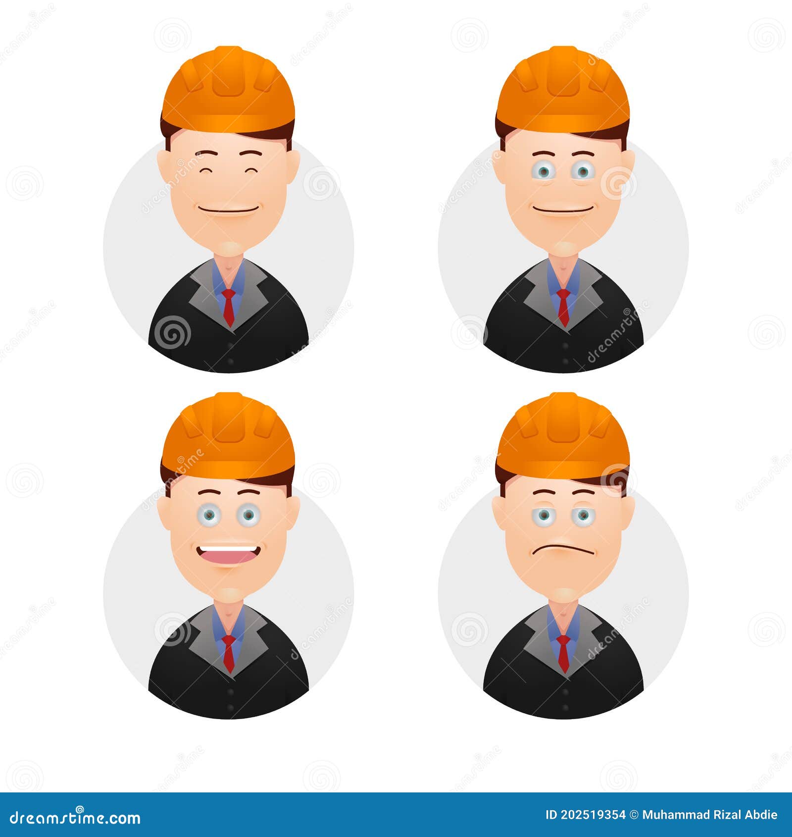 Set Funny Wacky Face Business Engineer Professional Expression Avatar ...