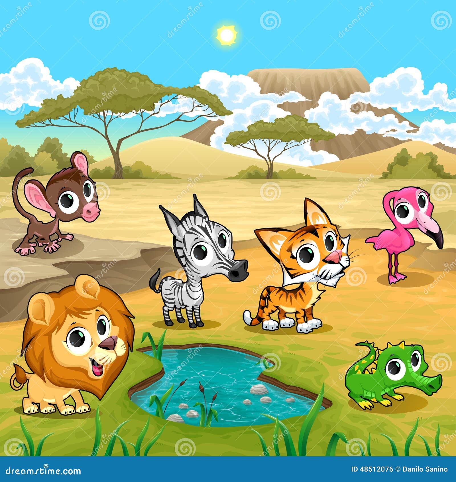 Funny Wild Cartoon Gray Wolf. Modern Wild Animals From Zoo. Vector ...