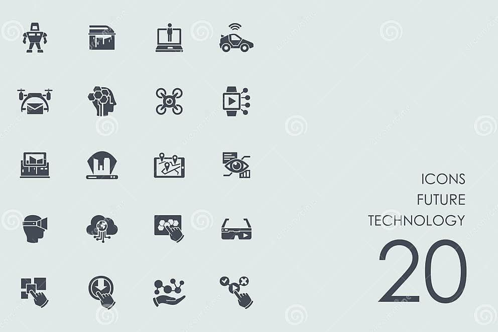 Set of Future Technology Icons Stock Vector - Illustration of color ...