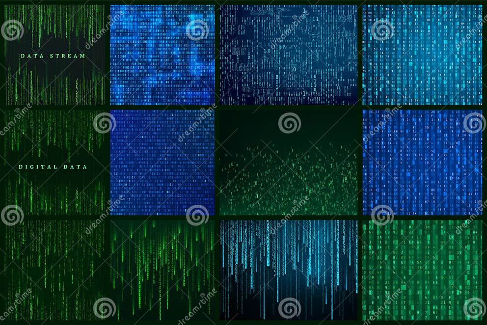 Set of Futuristic Abstract Background. Matrix Style Sci Fi Backdrop Stock Vector - Illustration ...