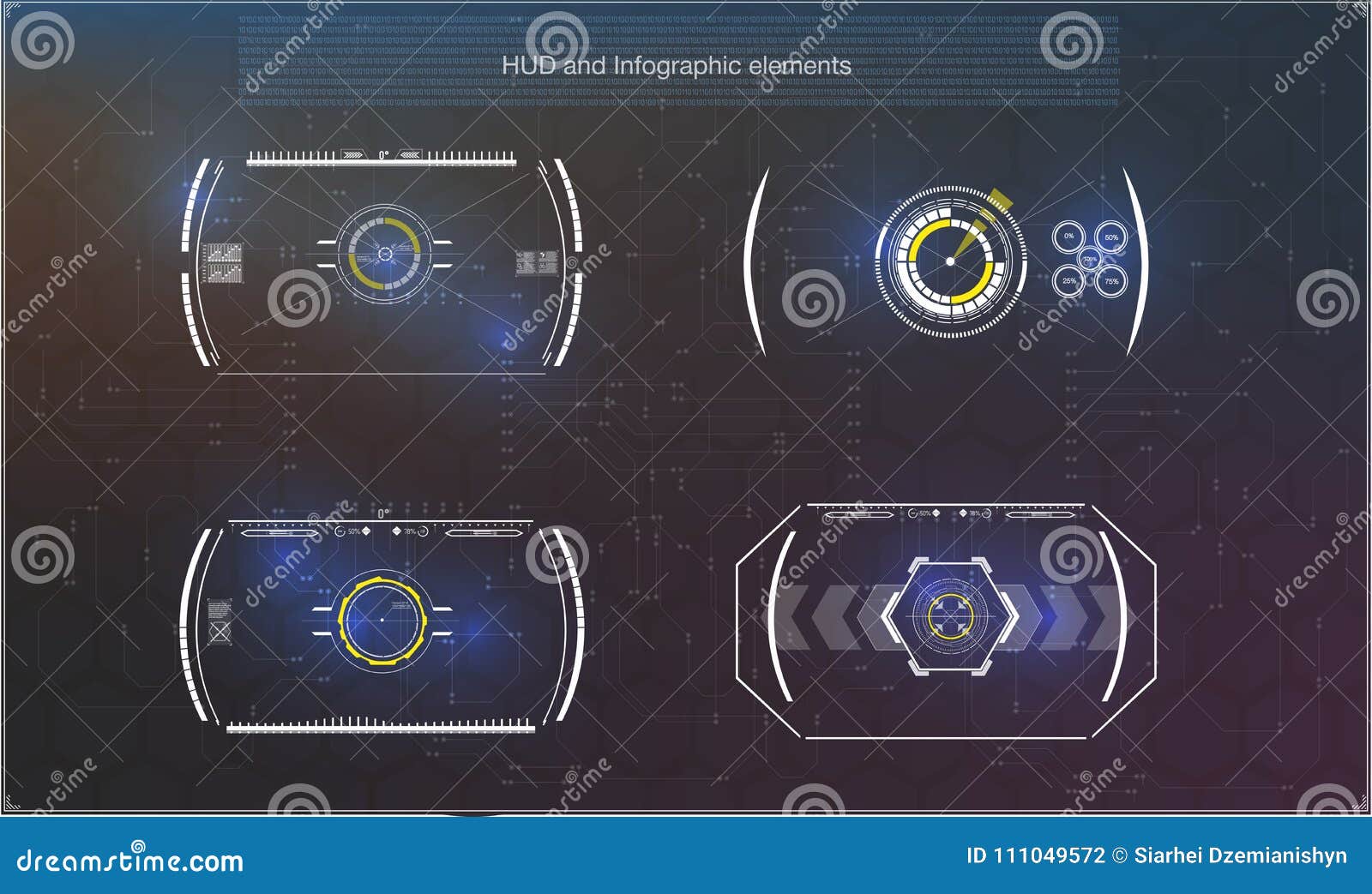 Set of Futuristic Blue Infographics As Head-up Display. Display ...