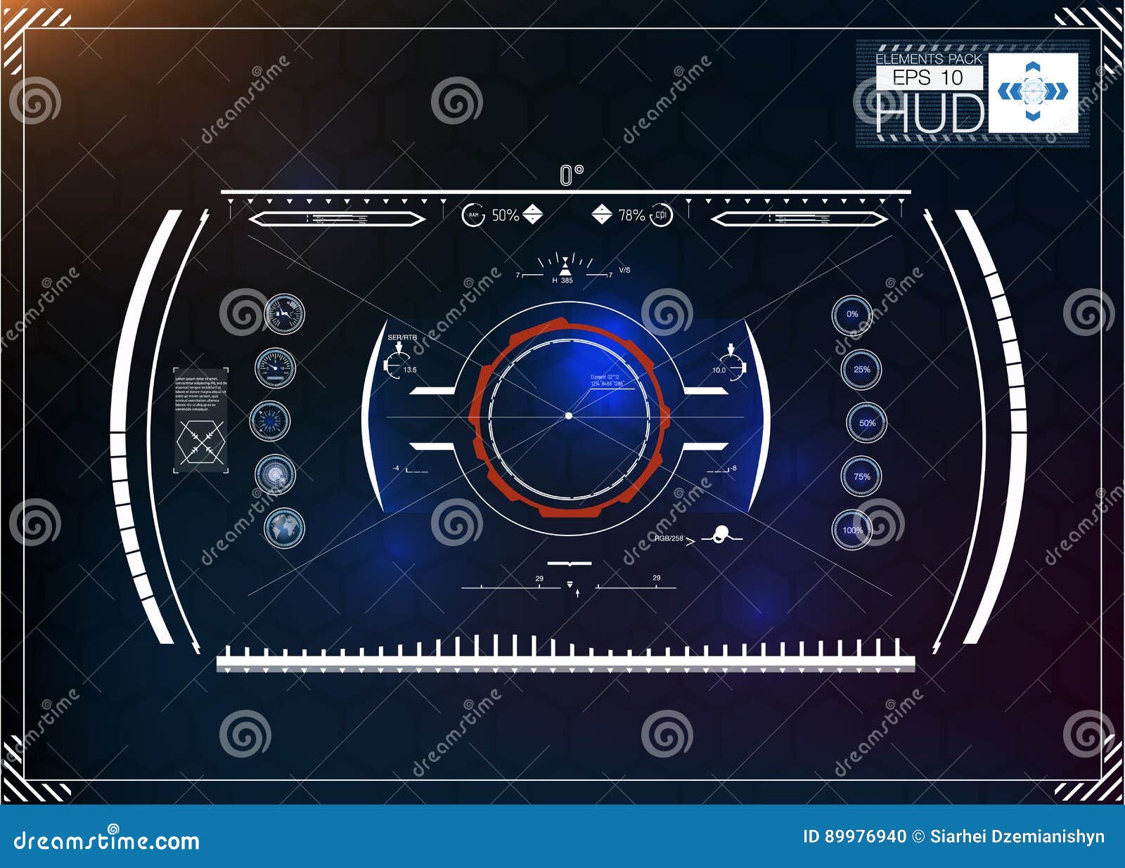 Set of Futuristic Blue Infographics As Head-up Display. Display ...