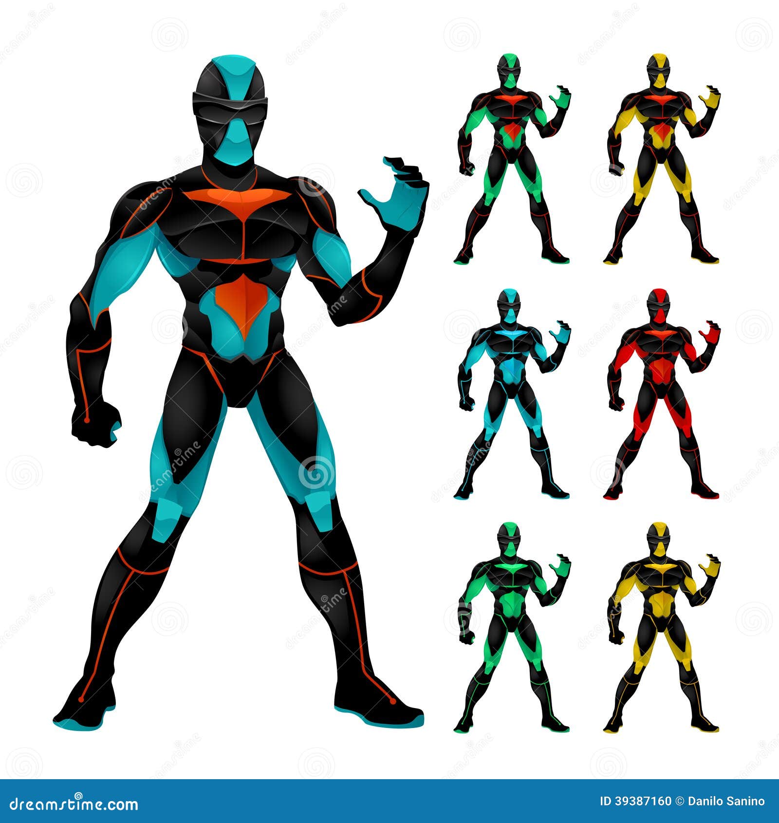 Set of Futuristic Characters. Stock Vector - Illustration of muscle ...