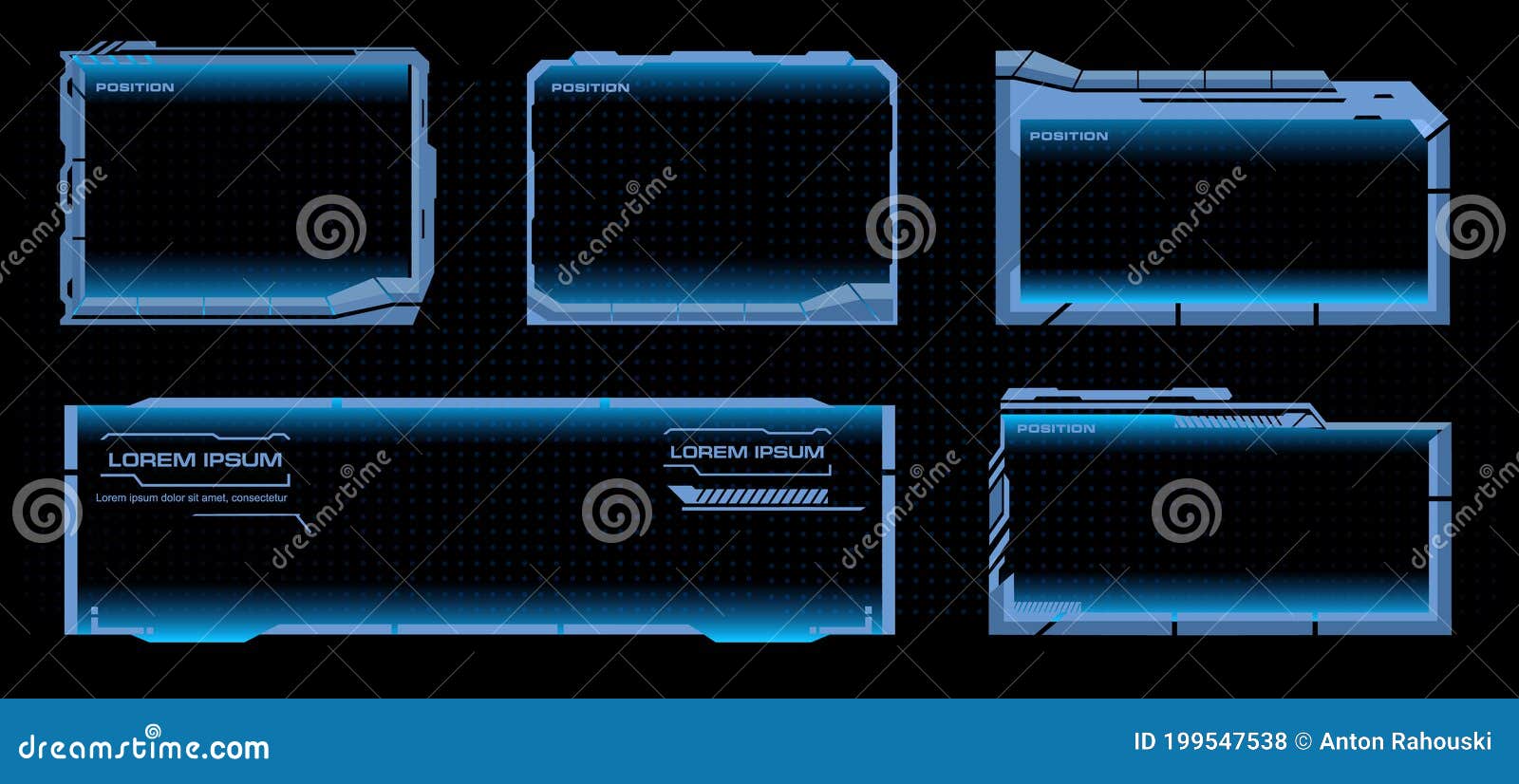 Set of Futuristic Cyber Frames for HUD User Interface Menu. Futuristic ...