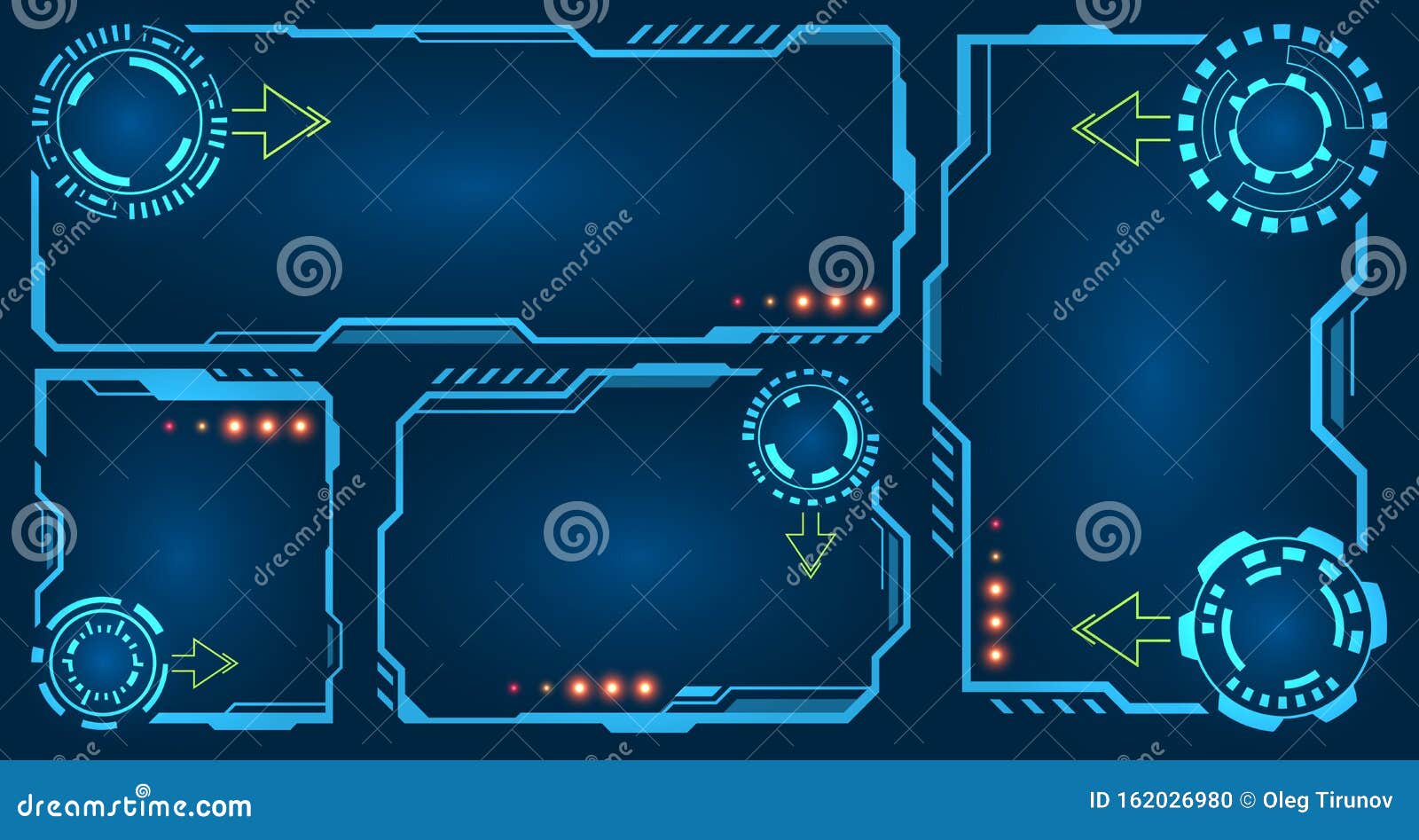 Set Futuristic Empty Frames with HUD Elements, Technology Displays ...