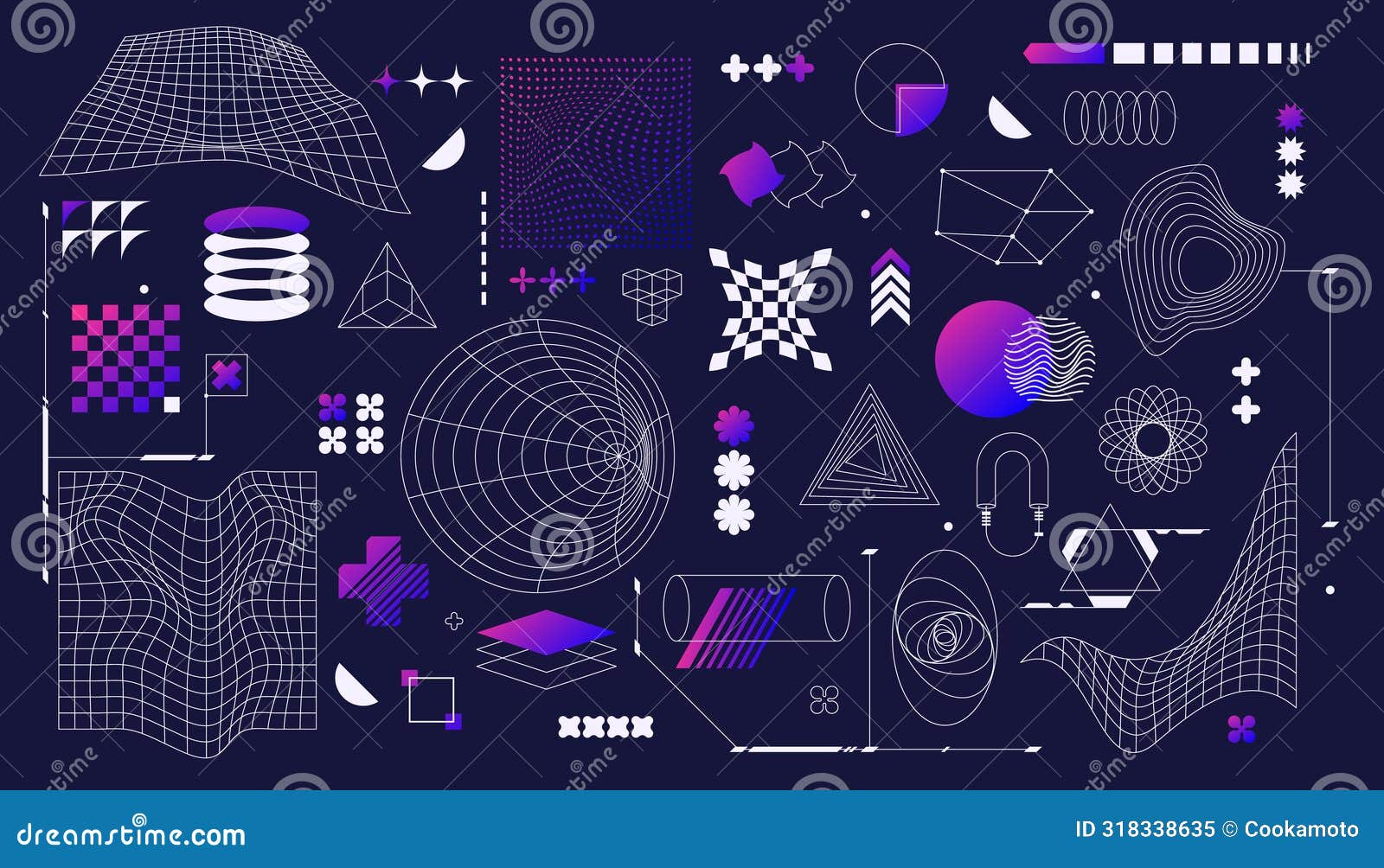 Set of Futuristic Geometry Shapes. Vector Objects Stock Illustration ...