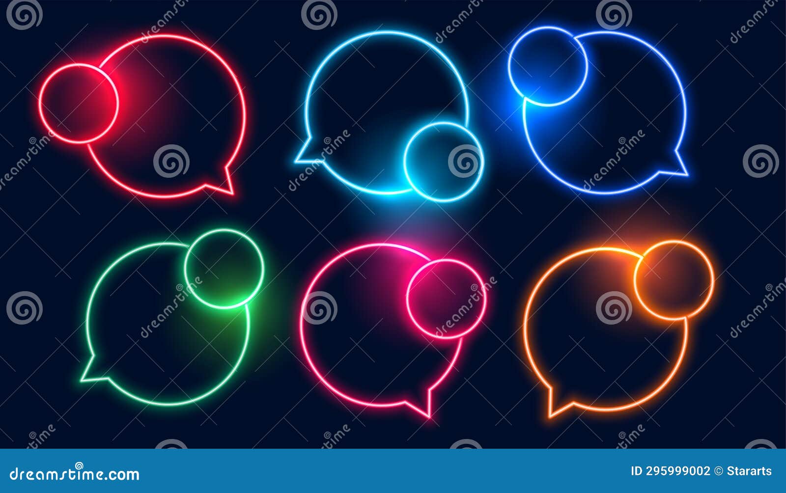 Set of Futuristic Glowing Led Chat Box Frame with Empty Space Stock ...