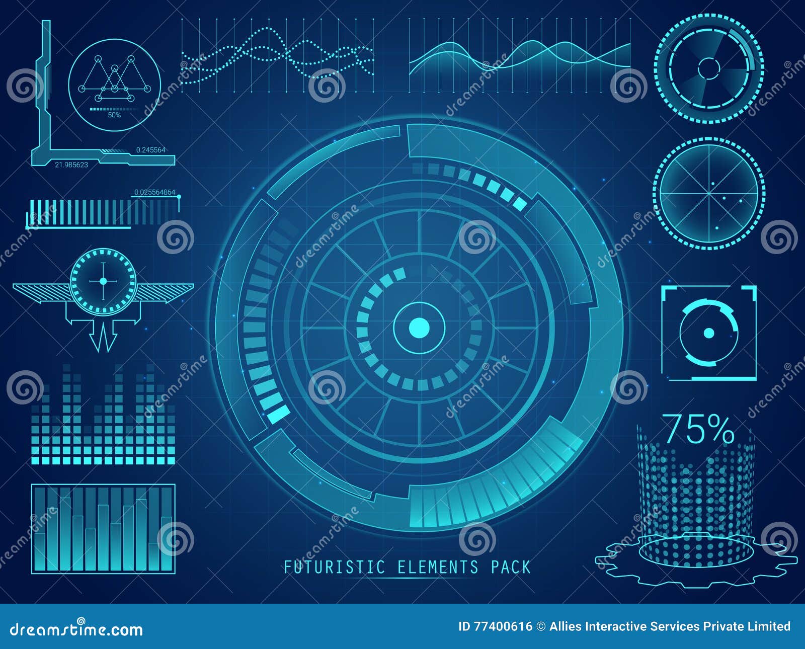 Set of Futuristic HUD Elements. Stock Illustration - Illustration of ...