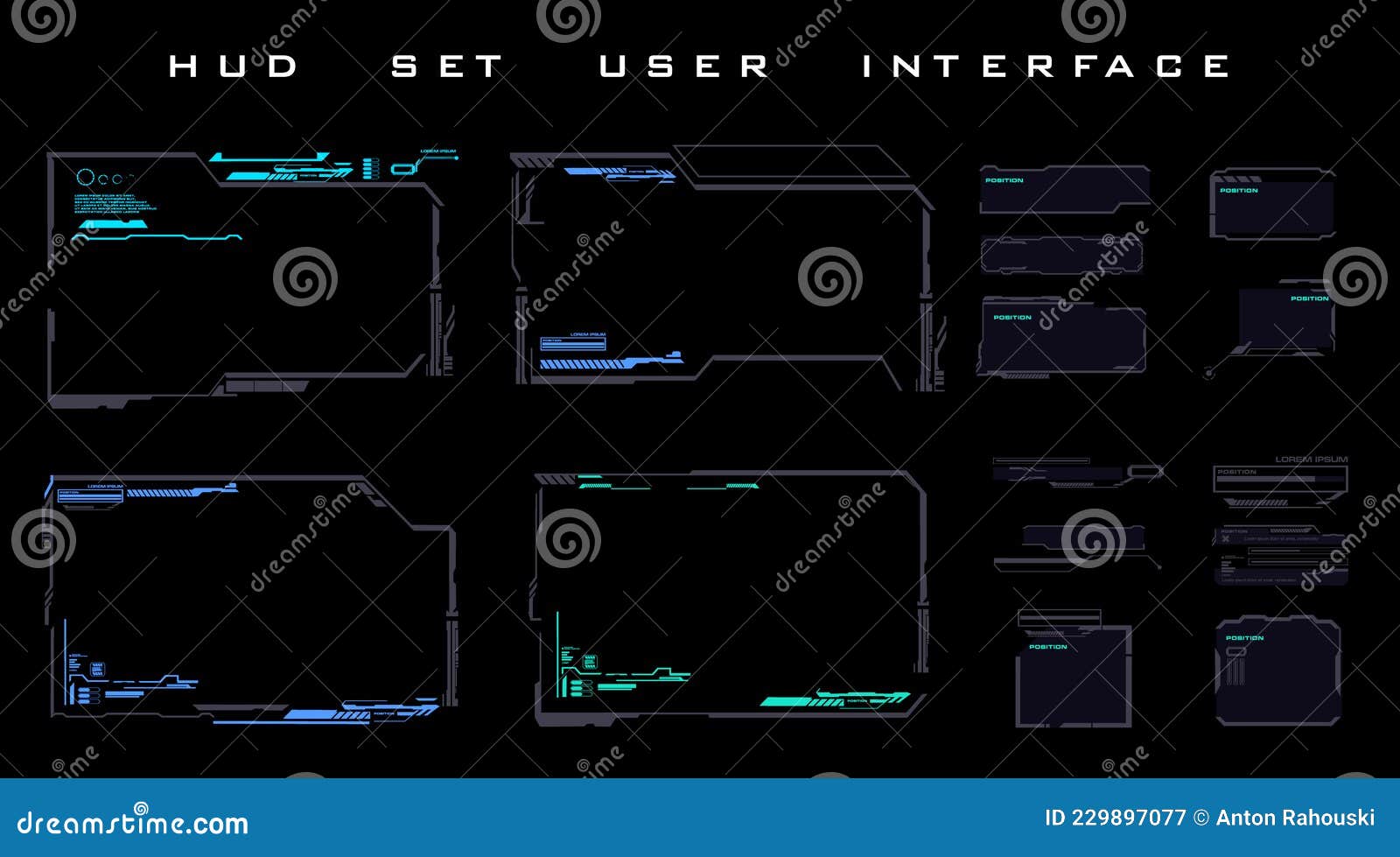 Set Futuristic HUD Frames and Headers, UI UX for HUD UI. HUD User ...