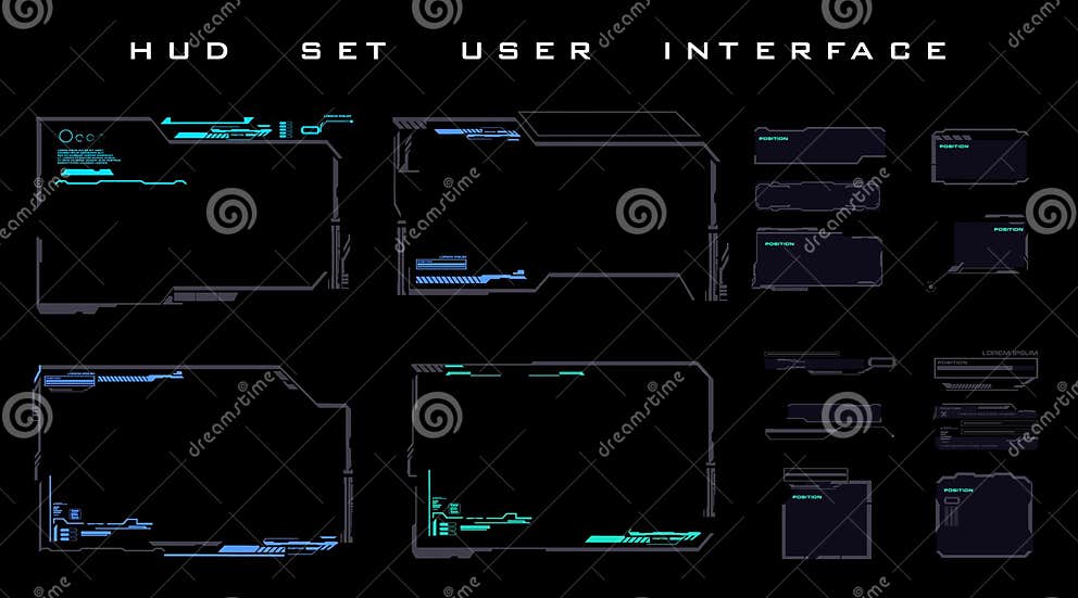 Set Futuristic HUD Frames and Headers, UI UX for HUD UI. HUD User Interface Elements Stock ...