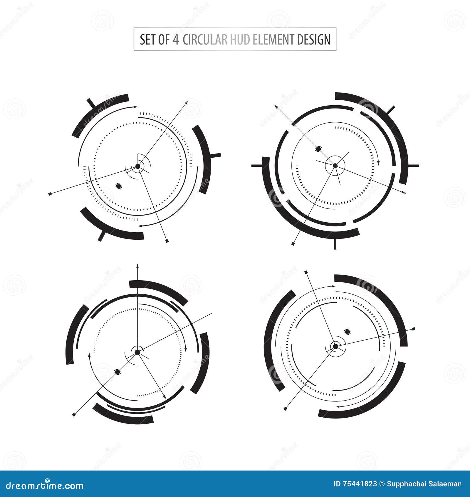 Set of 4 Futuristic Icon Elements Design Tech Sci Fi Concept Stock ...