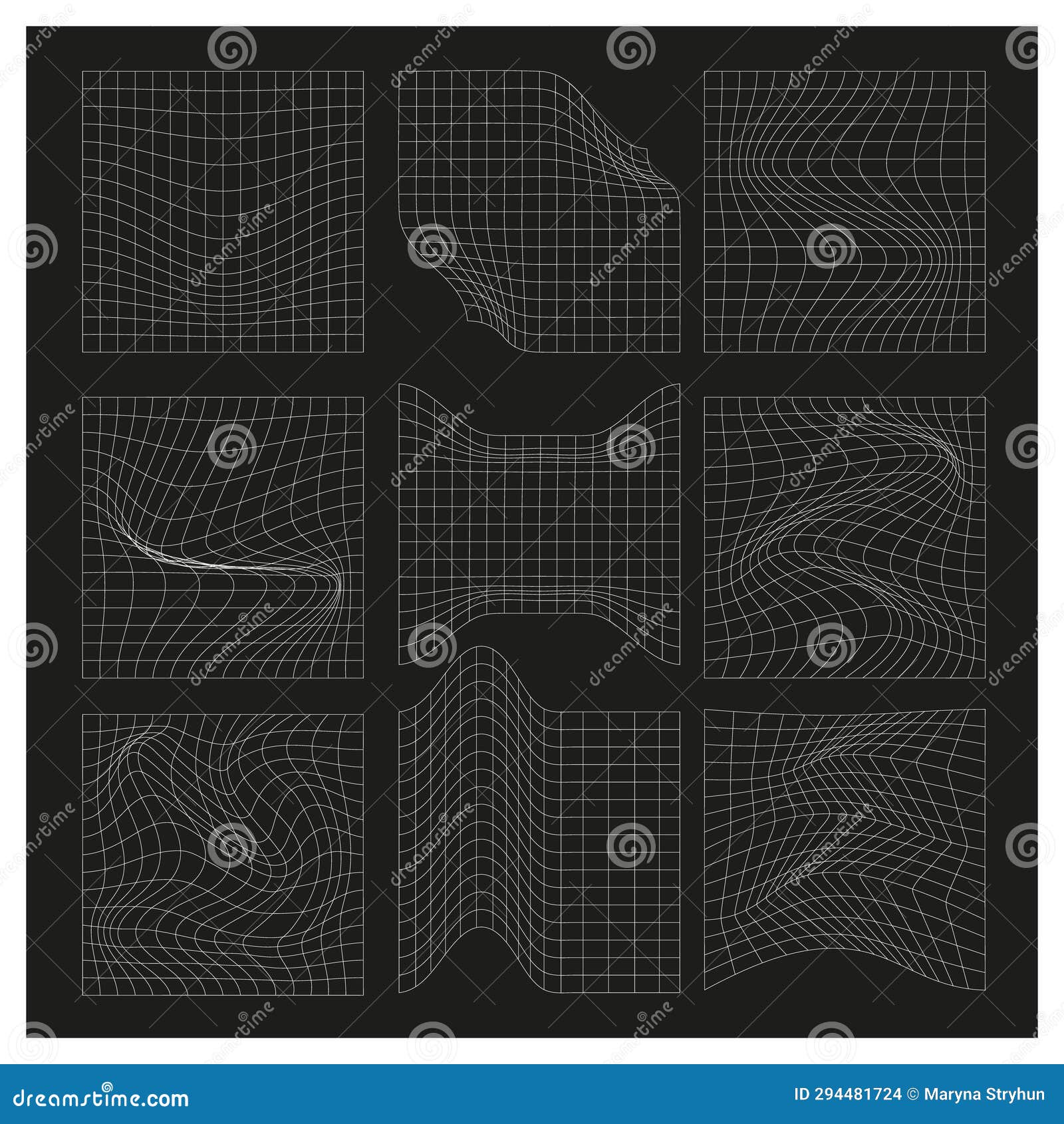 Set of Futuristic Mesh, Perspective, Vector Graphics. Stock Vector ...