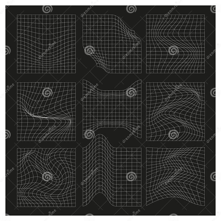 Set of Futuristic Mesh, Perspective, Vector Graphics. Stock Vector ...