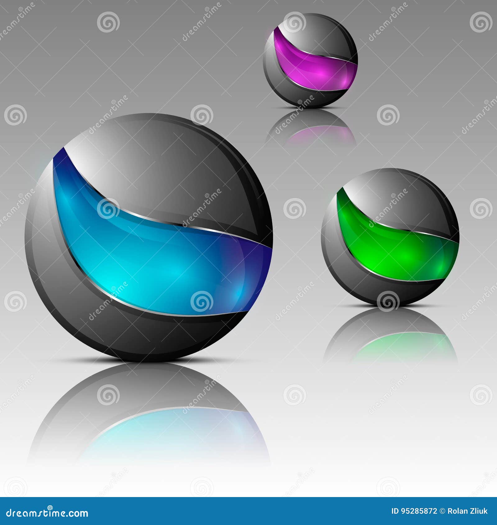 Set of futuristic orbs stock vector. Illustration of object - 95285872
