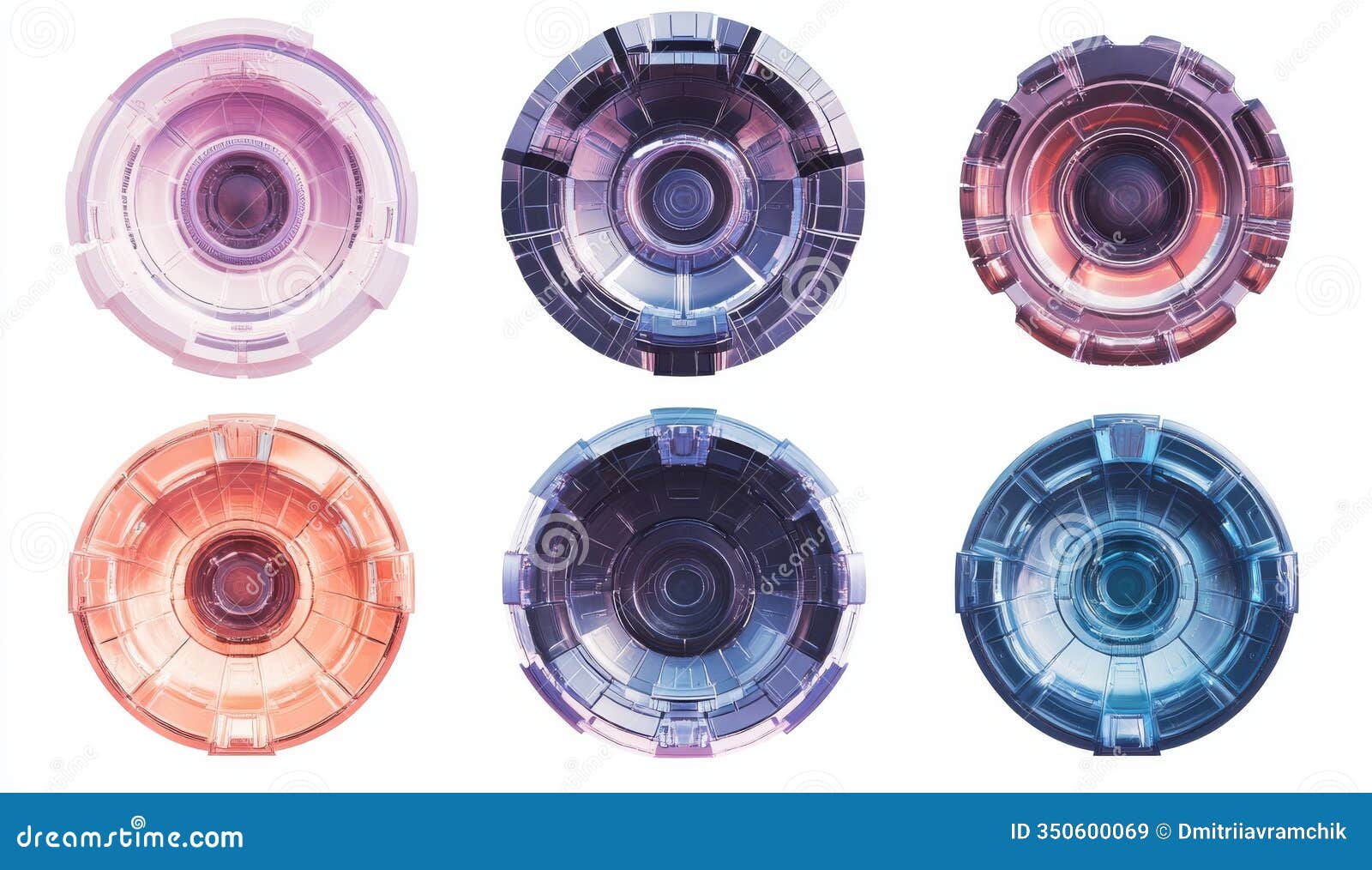 A Set of Futuristic Sci-fi Rings in Different Designs on a Transparent ...