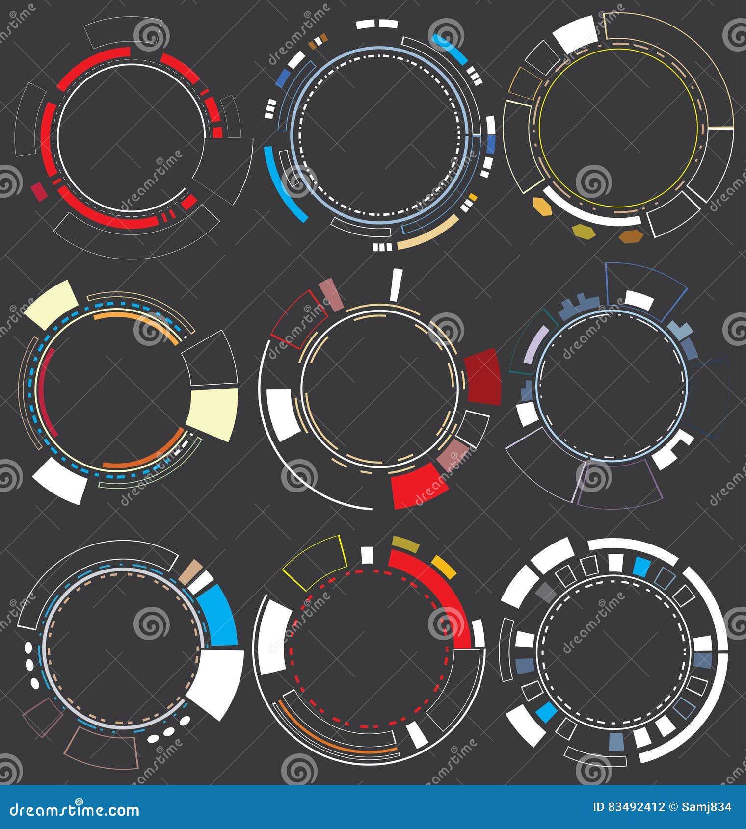 Set of Futuristic Technology Elements Stock Vector - Illustration of ...