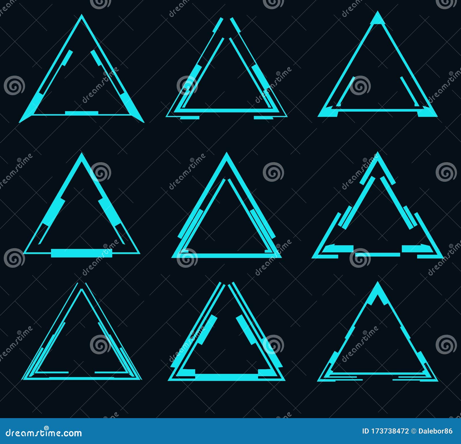 Set of Futuristic Triangles for the Hud Interface Stock Vector ...